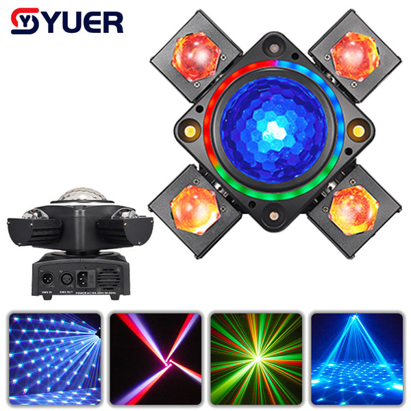 YUER™ Stage Effect Lighting 5x10W RGBW LED RG Laser 2x10W White Strobe ...